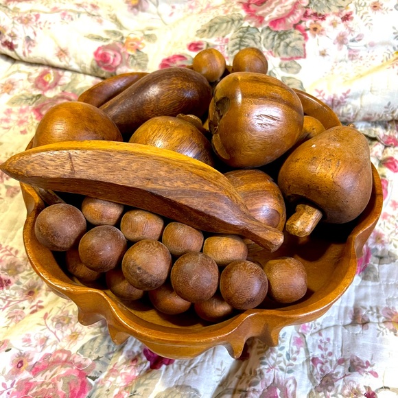 Accents | Vintage Wooden Fruit Bowl Basket With Fruit | Poshmark